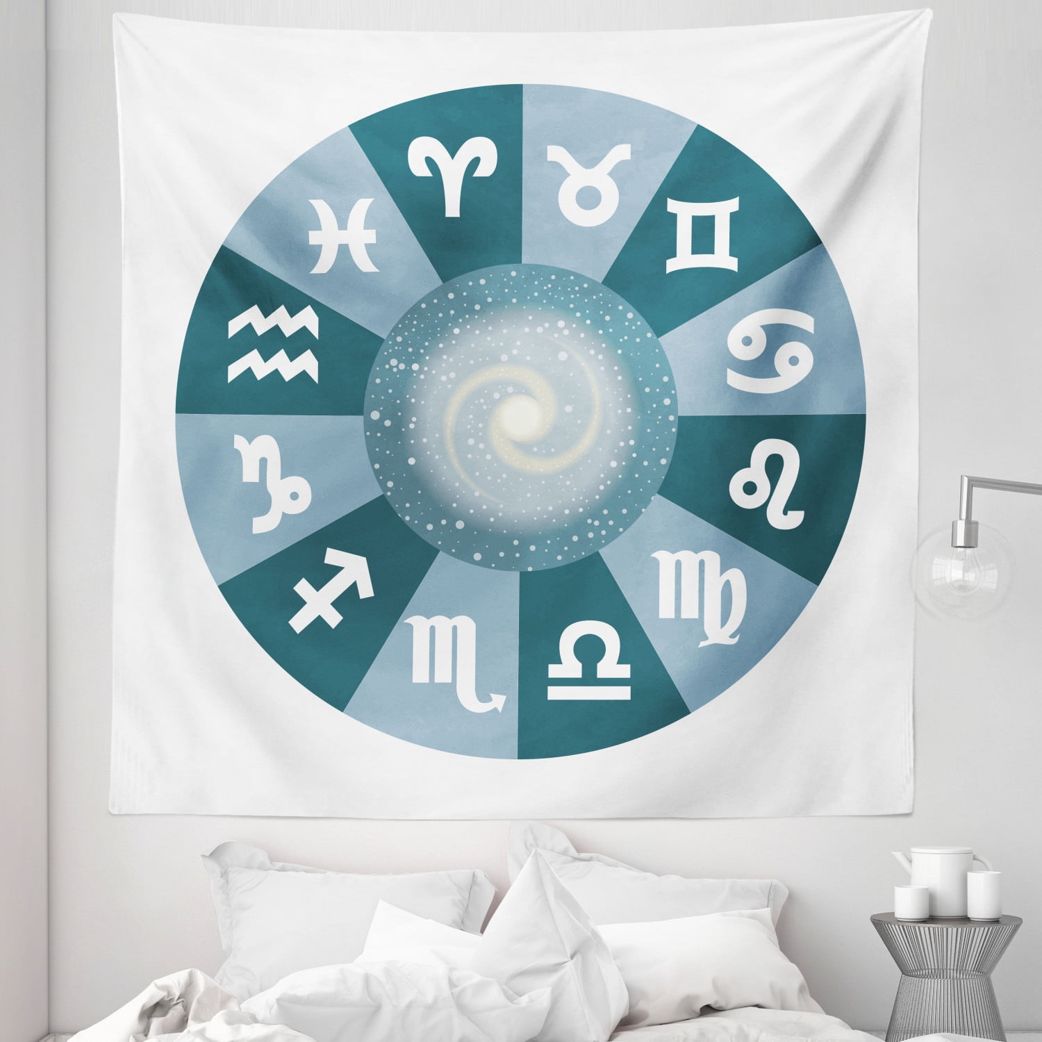 Astrology Tapestry, Illustration with Signs Set and Outer Space ...