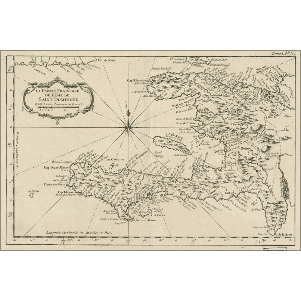 24"x36" Gallery Poster, map of haiti 1764 in french - Walmart.com ...