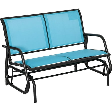 Patio Double Glider Outdoor Steel Sling Fabric Gliding Bench Garden ...
