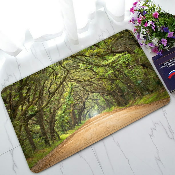 PHFZK Forest Way Long Leaves Real Tree Doormat, Natural Theme Doormat ...