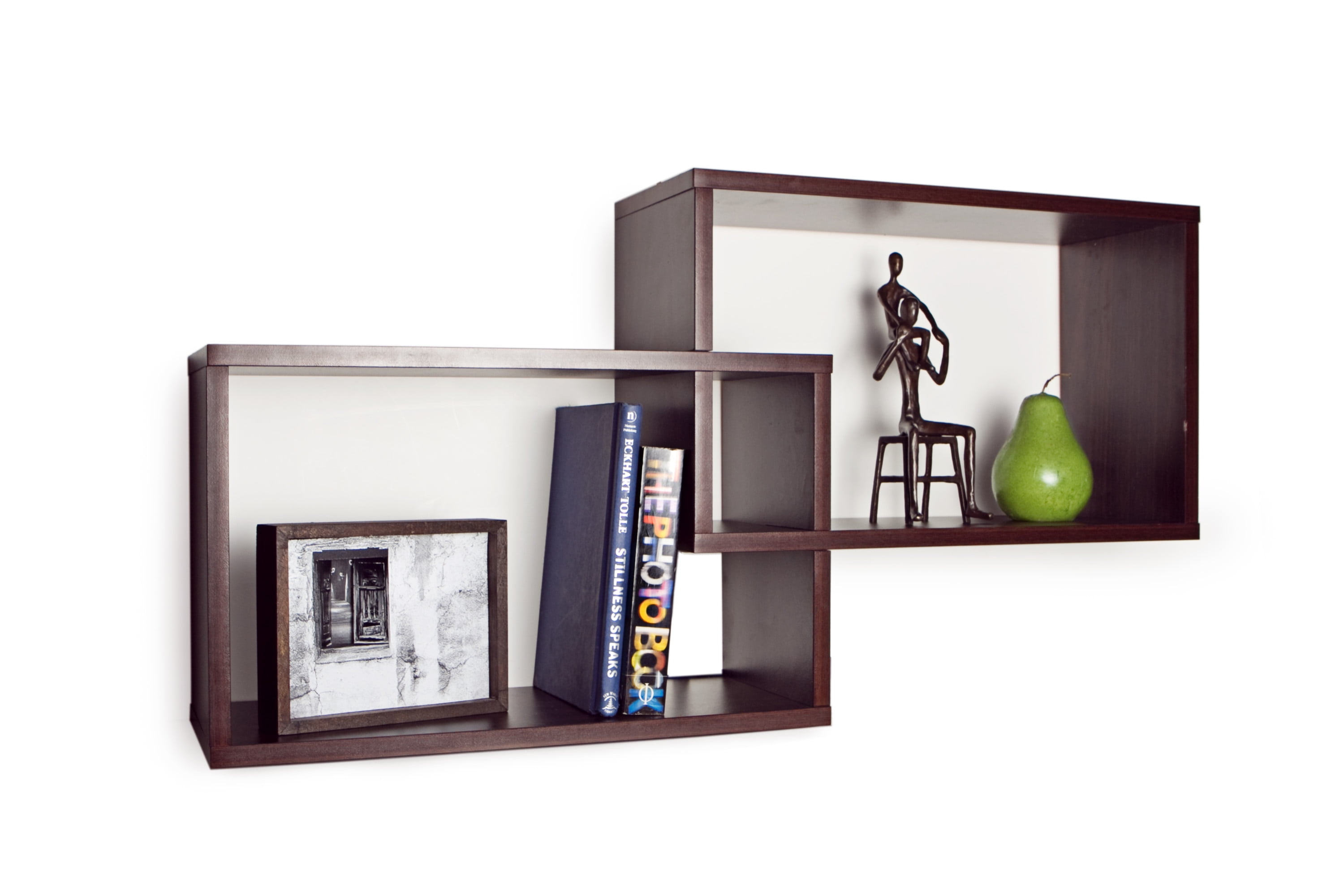 Danya B. Intersecting Walnut Rectangular Shelves (Set of 2) - Walmart.com