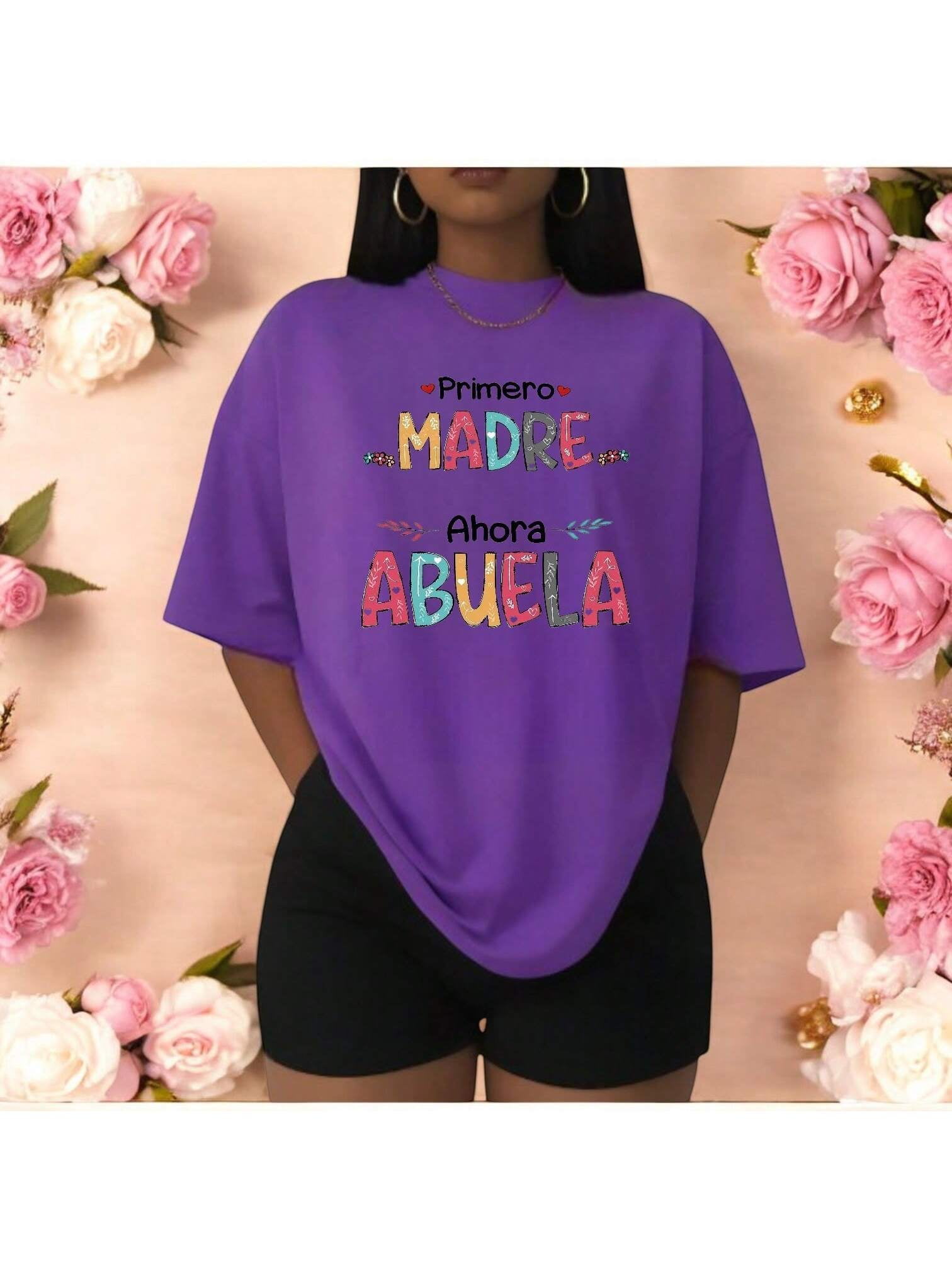 Playera De Primero Madre, Ahora Abuela – Regalo con Amor para Súper Abuelas Color Morado Talla ...