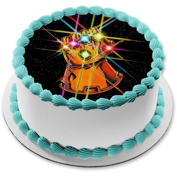 Infinity War Gauntlet Edible Frosting Image 8" Round Cake Topper ...