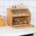 HOMEKOKO Rustic Wood Countertop Double Layer Large Bread Box, Large ...