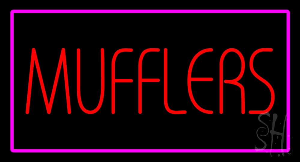 Mufflers Purple Rectangle LED Neon Sign 13 x 24 - inches, Clear Edge ...