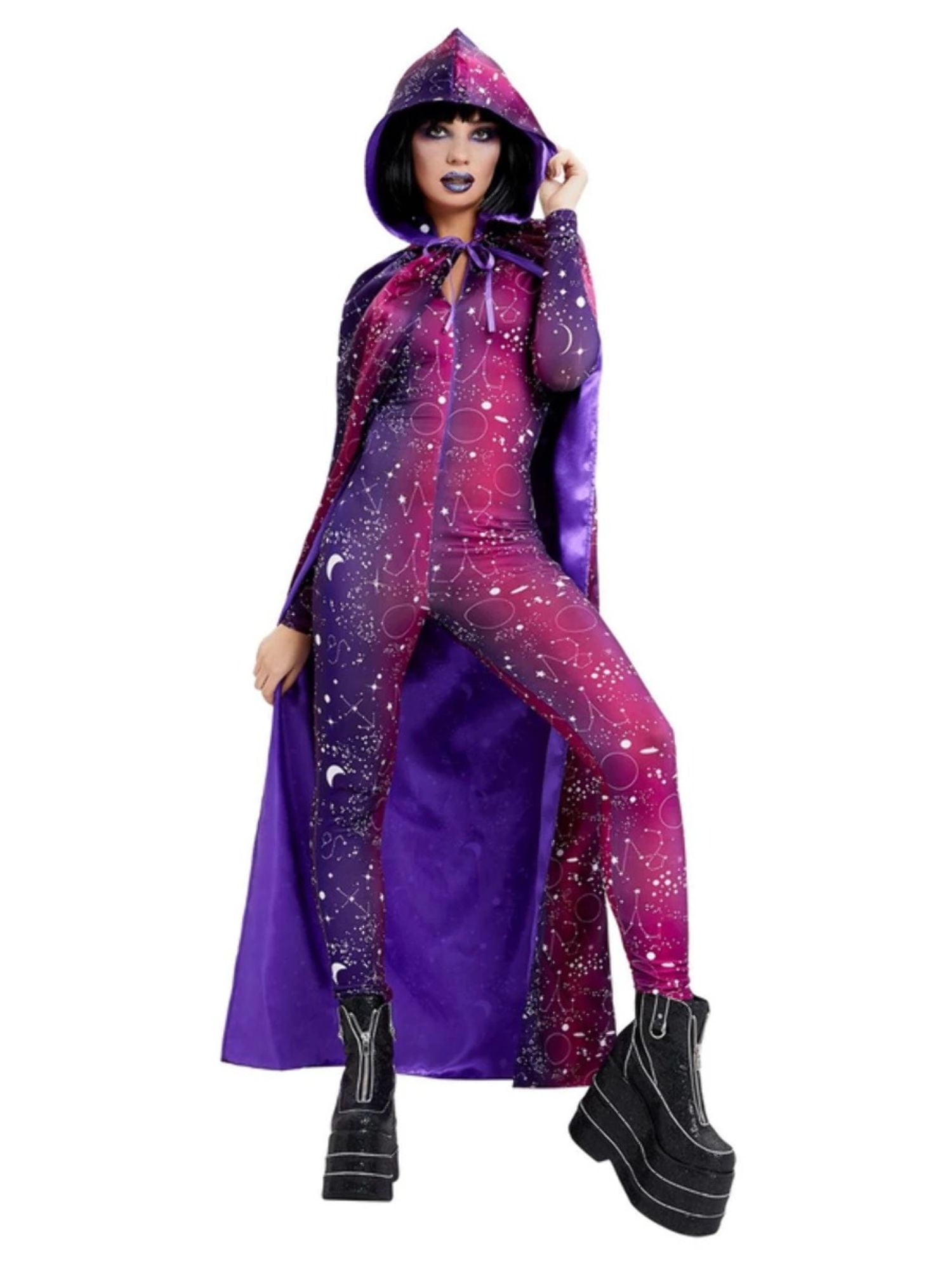 Purple and White Galactic Witch Cape Women Adult Halloween Costume ...