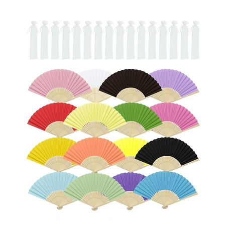 16 Pieces Handheld Folded Fan, Handheld Paper Fans Blank for Kids ...