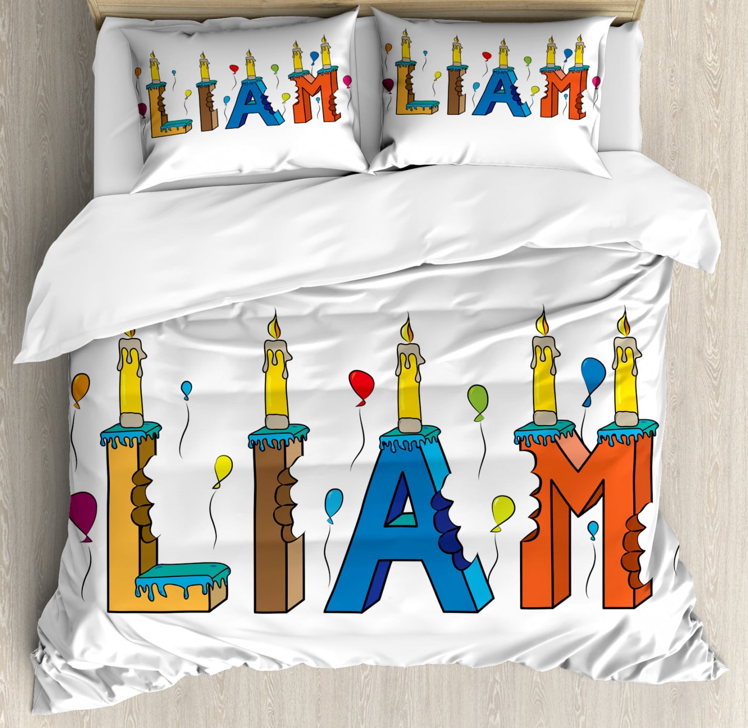 Liam King Size Duvet Cover Set, English First Name in a Colorful Letter ...