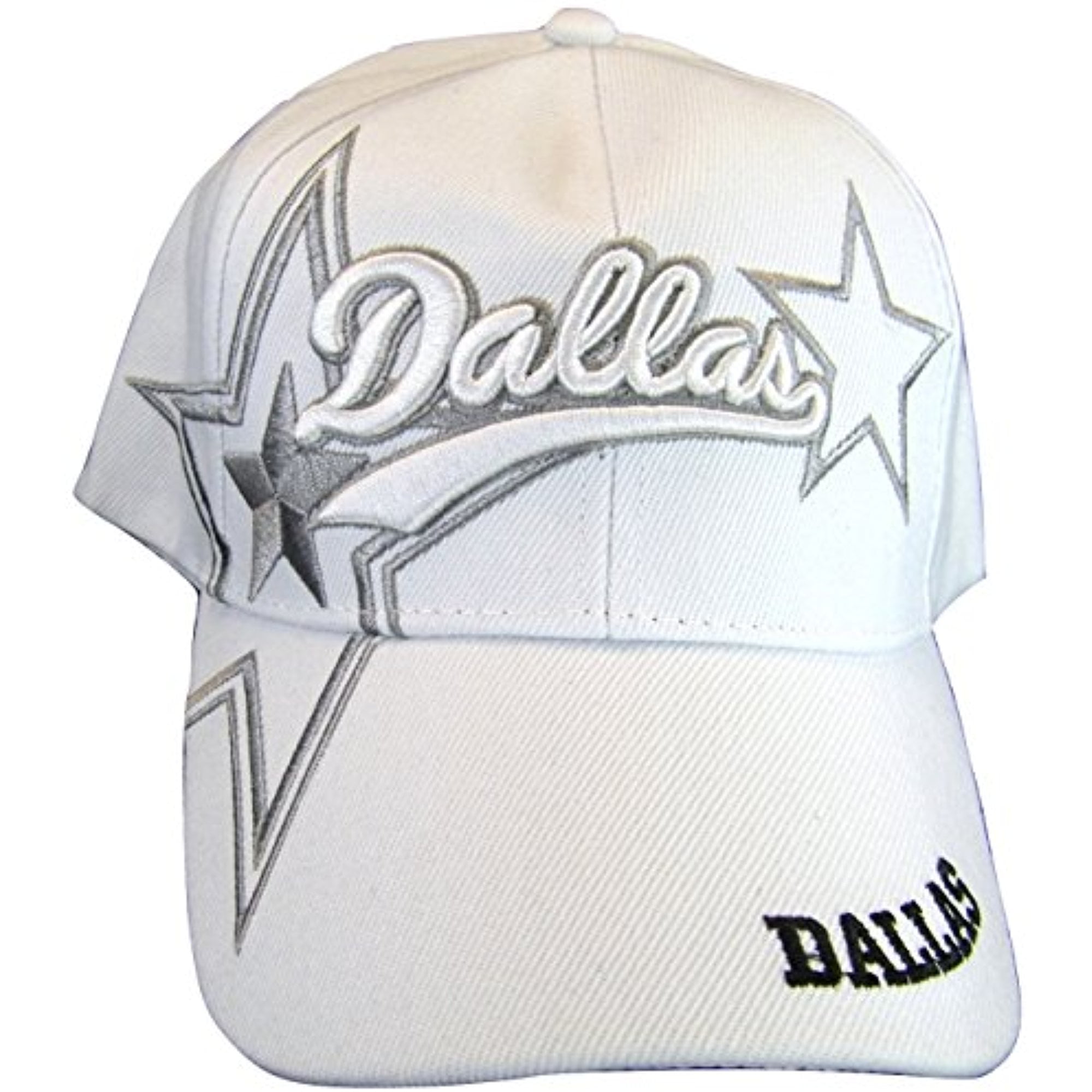 Dallas Men's Double Star Adjustable Baseball Cap (White) - Walmart.com