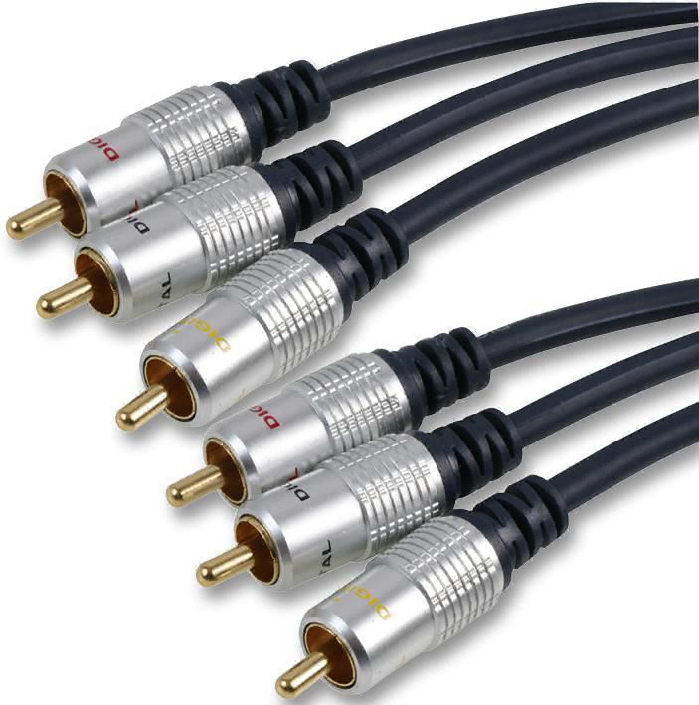 PRO SIGNAL - 3x Phono (RCA) Male to 3x Male Lead, 1m Black - Walmart.com