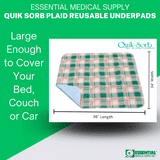 Essential Medical Supply Quik-Sorb 34" x 36" Plaid Quilted Reusable ...