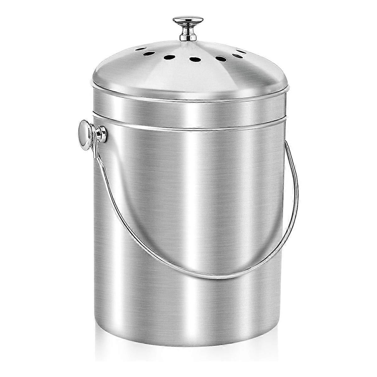 Compost Bucket For Kitchen Countertop,1.3 Gallon Stainless Steel ...