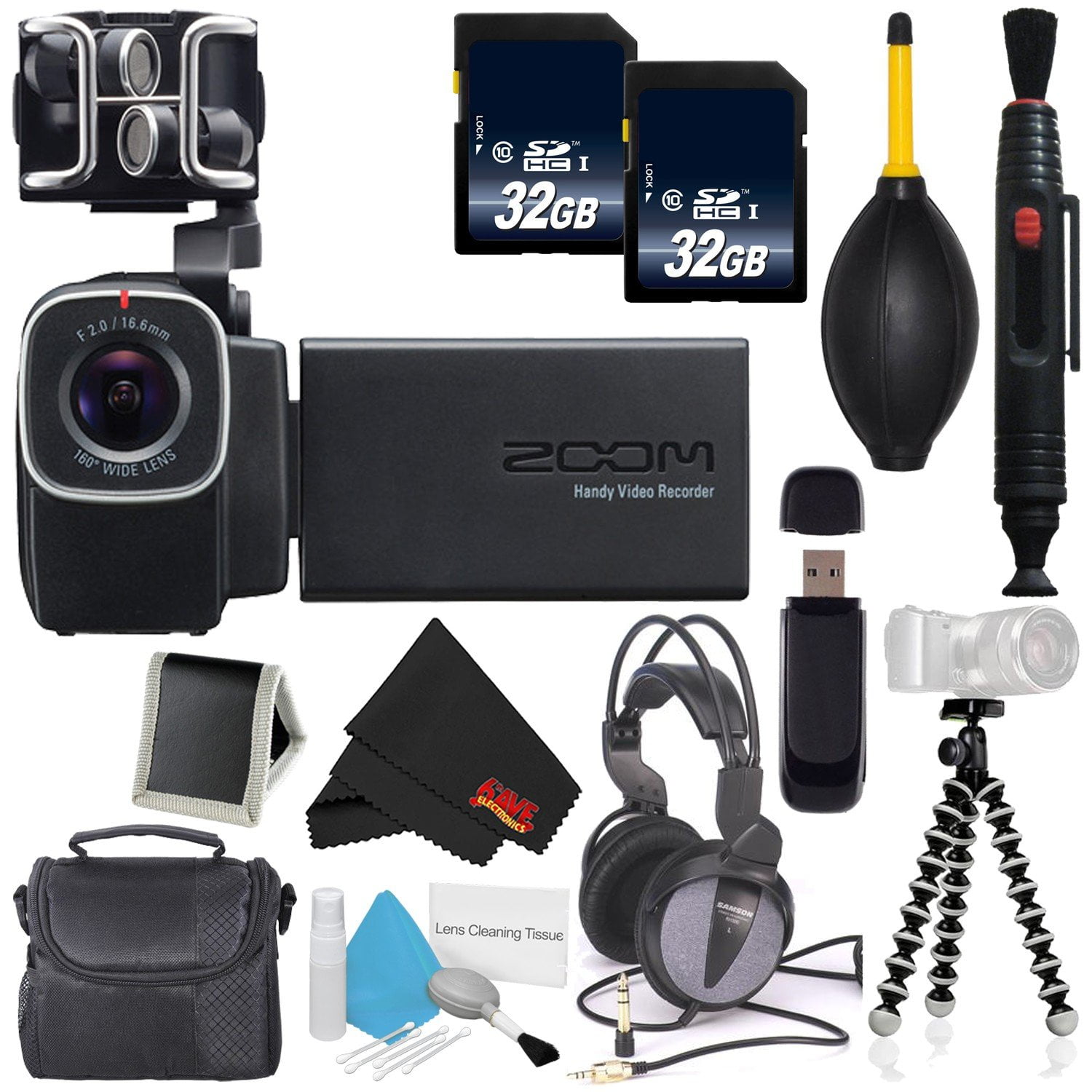 Zoom Q8 Handy Video Recorder ZQ8 + Joby GorillaPod + Samson RH300 ...