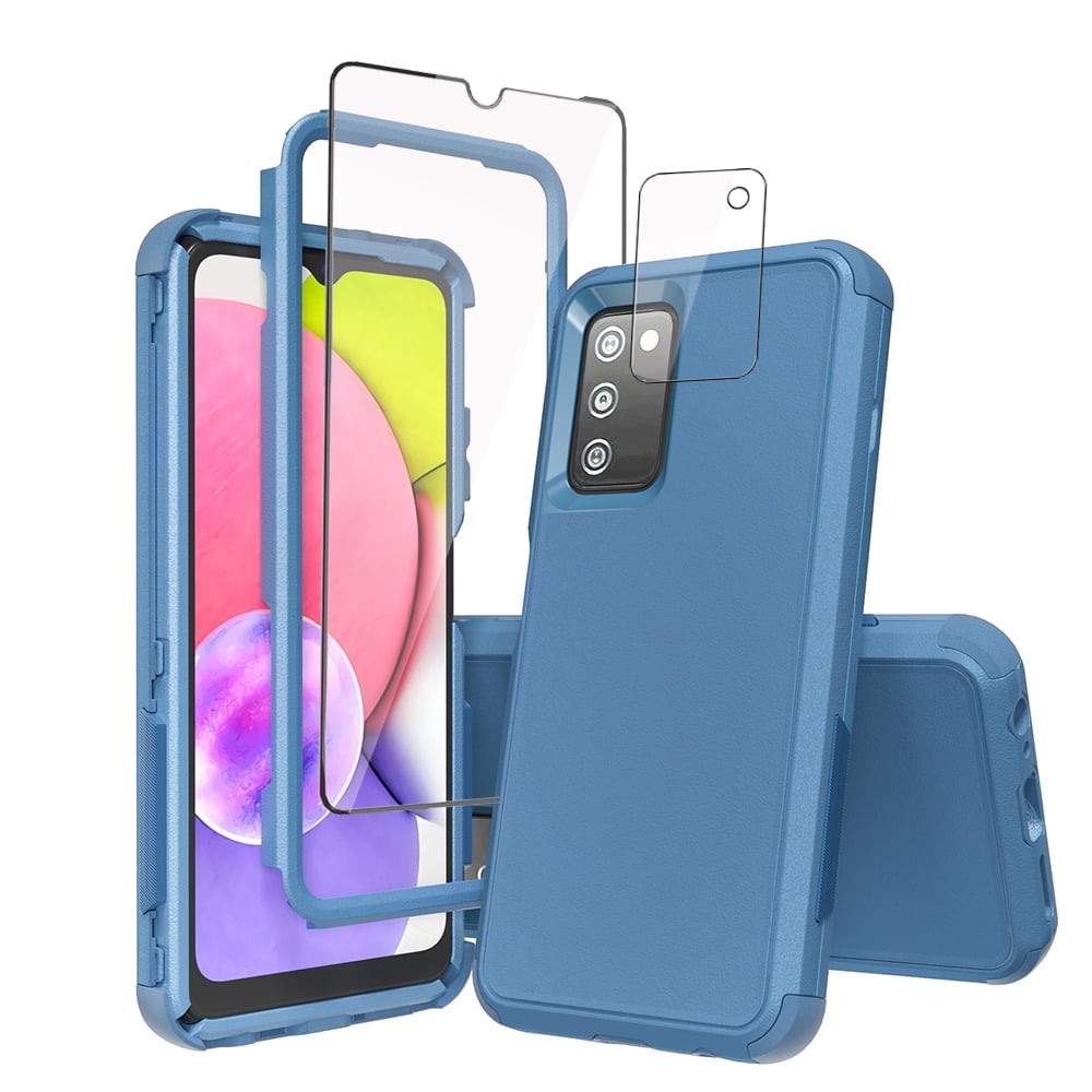Xhy Samsung Galaxy A03S Case with Screen and Lens Protector Military ...