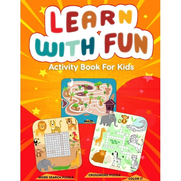 Learn With Fun Activity Book For Kids : Word Search Puzzle, Crossword ...