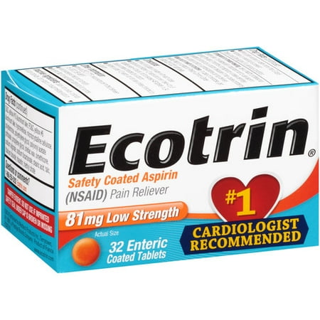 Ecotrin Low Strength Safety Coated Aspirin Pain Reliever Tablets, 81 mg ...