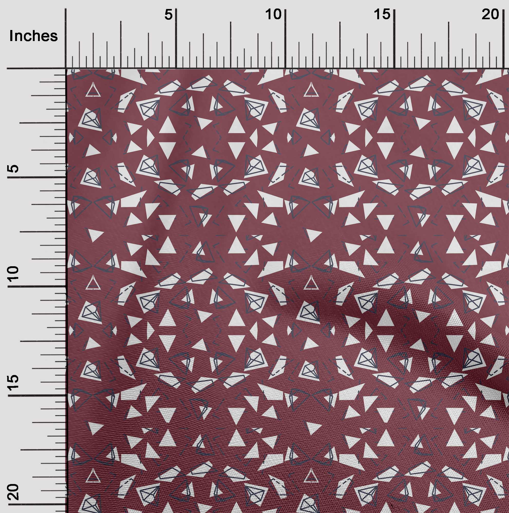 oneOone Viscose Chiffon Red Fabric Triangle Geometric Dress Material ...