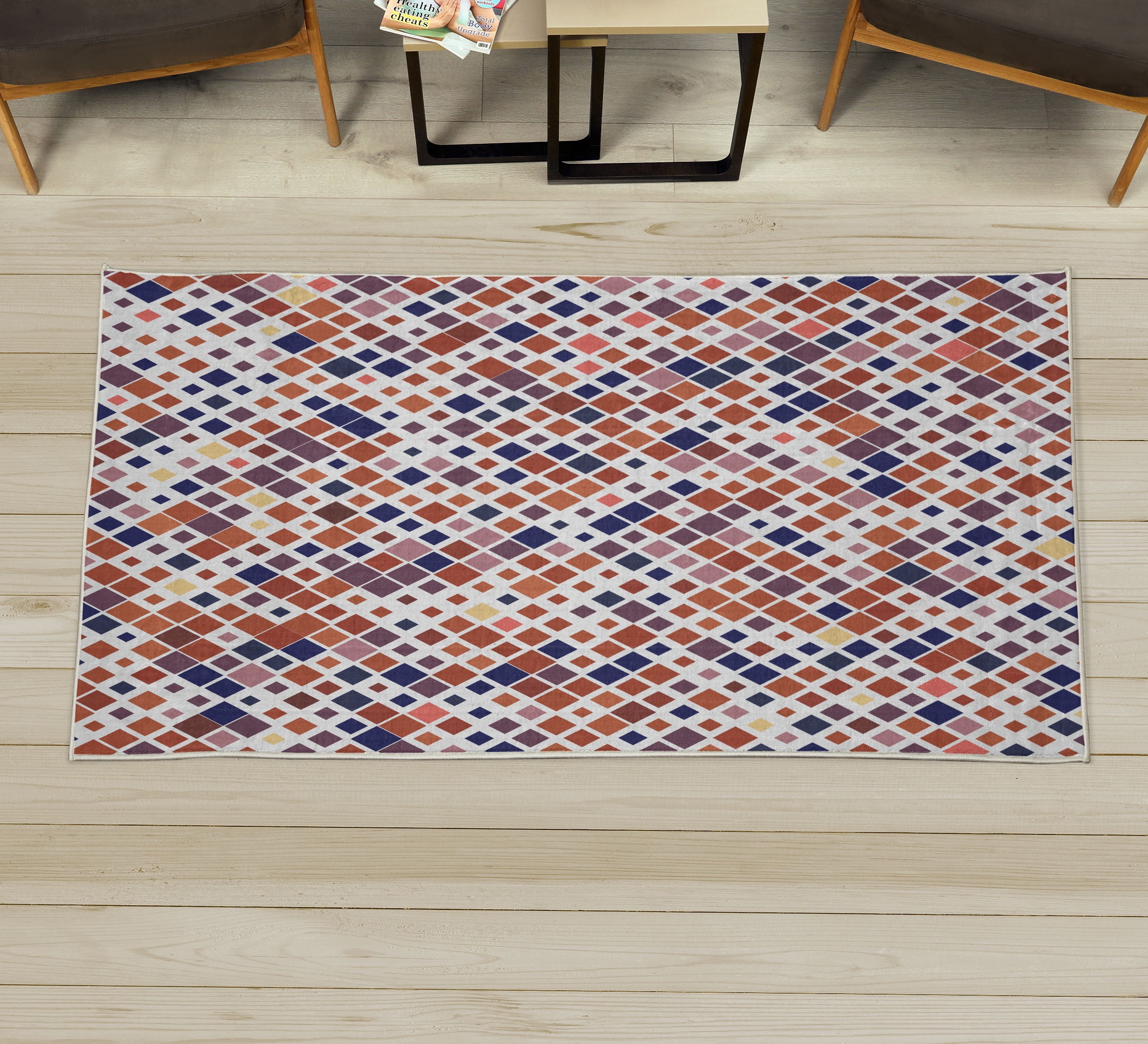 Ethnic Decorative Rug, Retro Mosaic Creative Pattern Square Rhythm ...