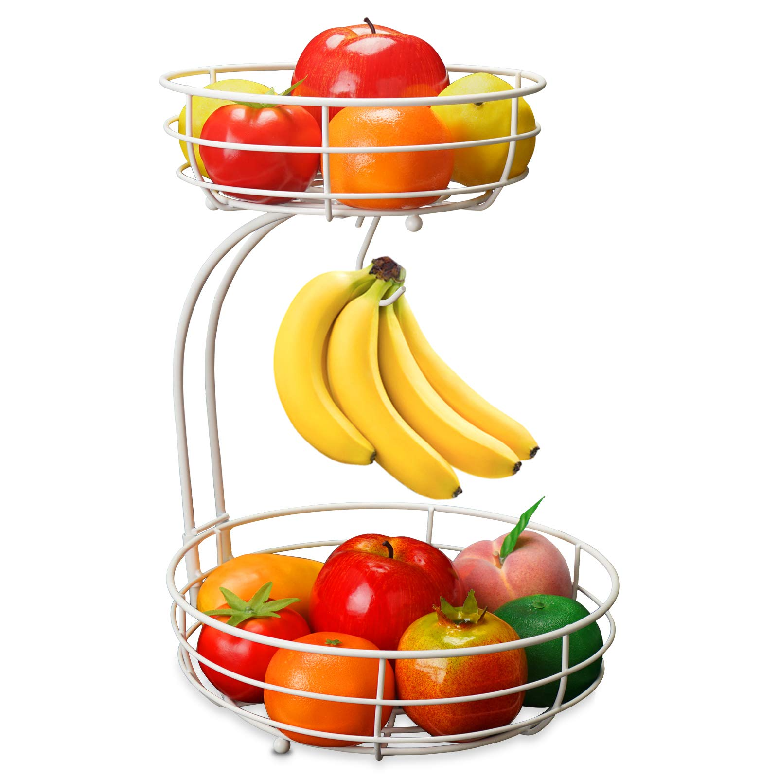 2-Tier Countertop Fruit Vegetables Basket Bowl Storage With Banana ...