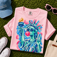 4th of July Comfort Colors Shirt, Statue of Liberty Bubble Gum Peace ...