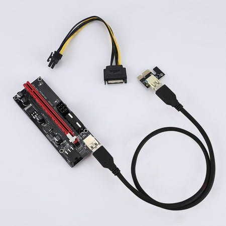 PCI-E Riser Board 1X to 16X Extender 6-pin riser card; PCI-E Adapter ...