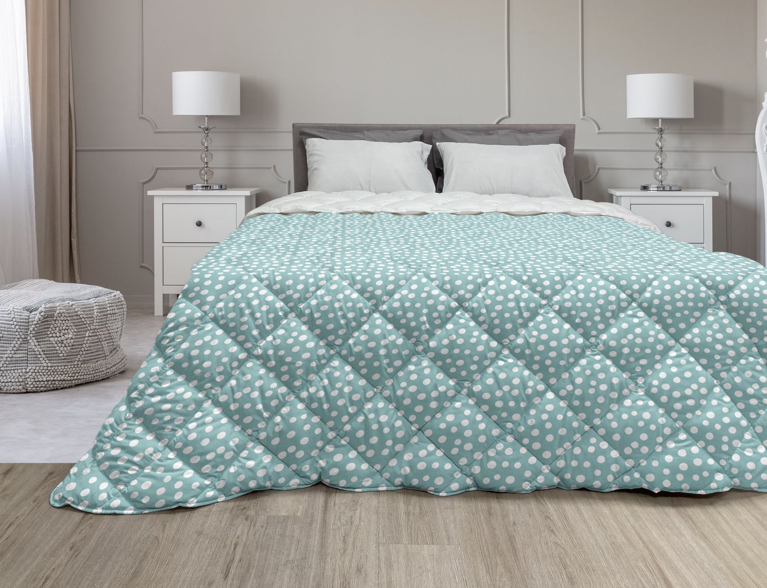 Turquoise Down Alternative Comforter, Dots Rounds and Stipes with Thick ...