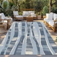 Blue Waves Outdoor Rug 4x6 ft Coastal Abstract Indigo Curvy Lines Non ...