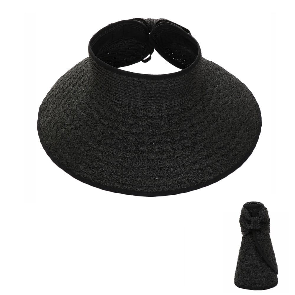 Ultrabraid Packable Large Brim Visor Woman's Hat Roll Up UPF 50 Black ...