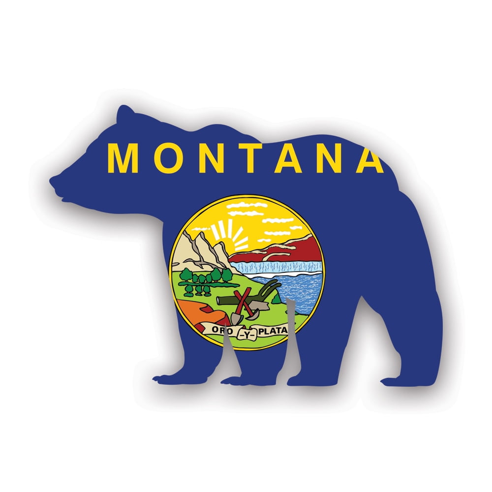 Montana Bear Flag Sticker Decal - Self Adhesive Vinyl - Weatherproof ...