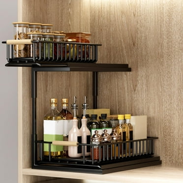 2 Tier Pull Out Organizer Shelf Sliding Drawer Storage for Kitchen ...