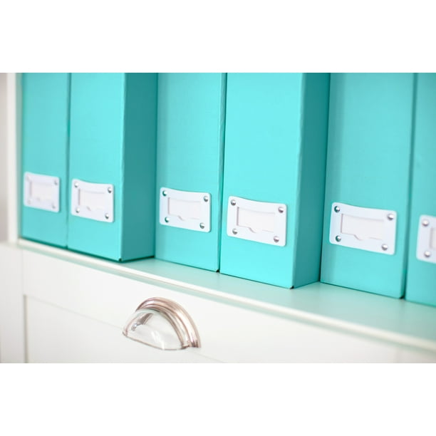 Blu Monaco Foldable Aqua Magazine File Holder with Leather Label Holder ...