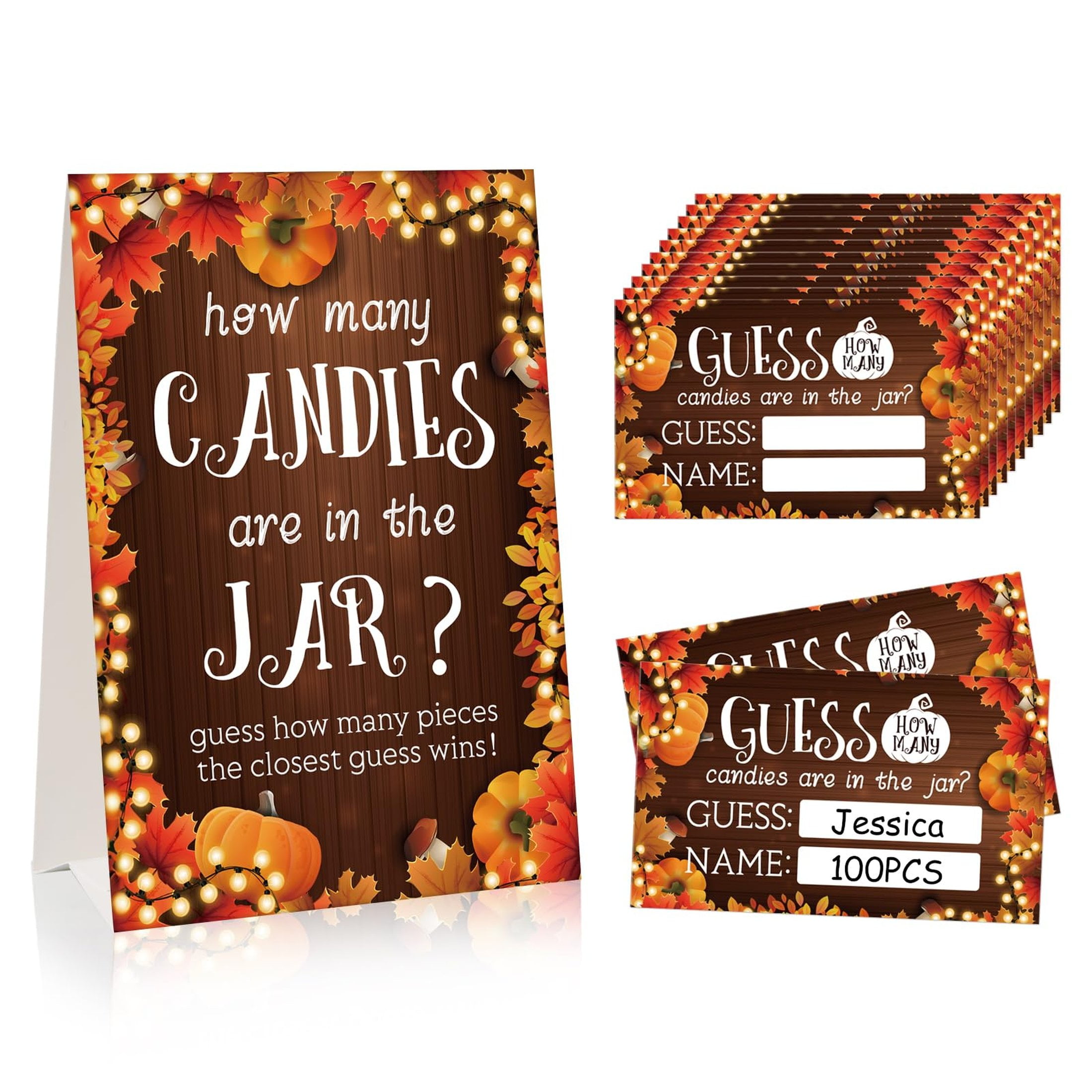 Fall Pumpkin Candy Guessing Game Cards - 50PCS Fun Party Favors for ...