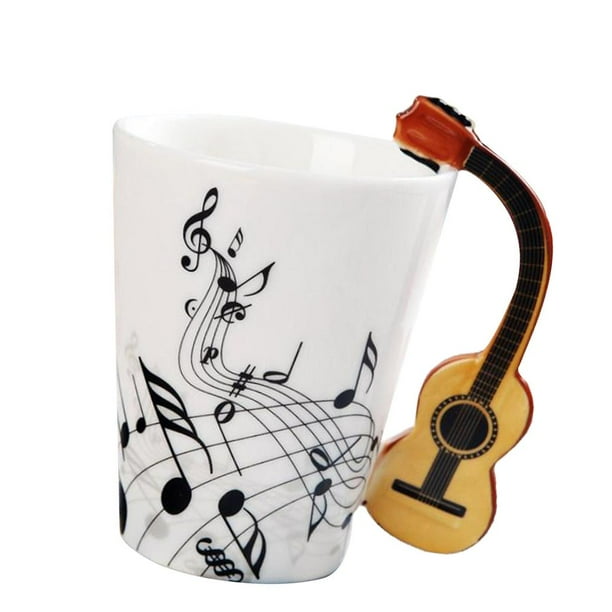 Musical Notes Coffee Mug With Violin Shaped Unique Handle Guitar ...