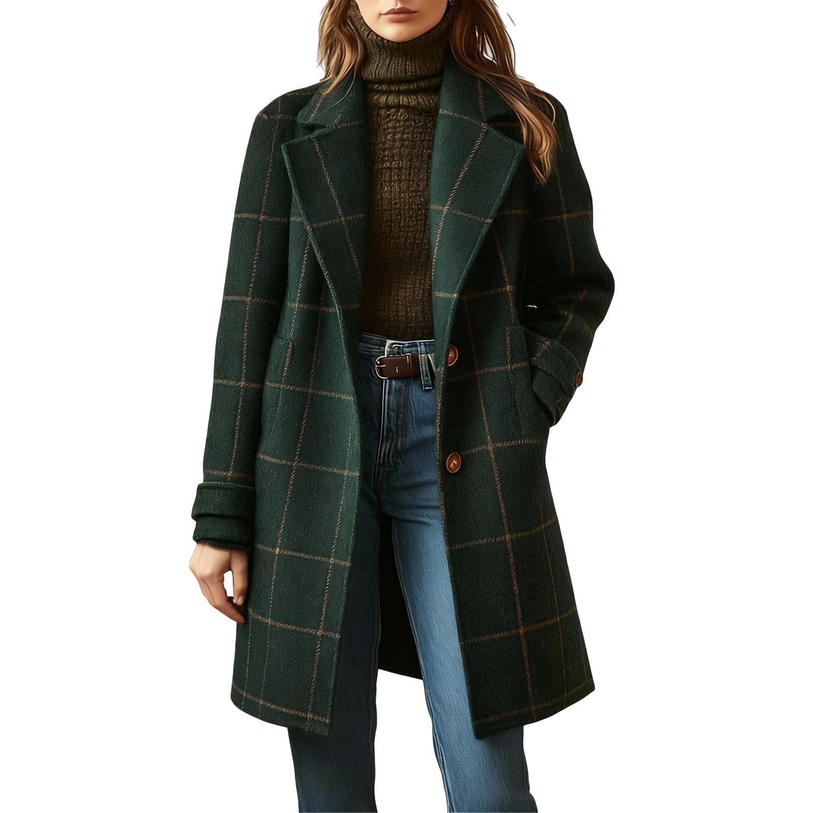 Click here for Womens Wool & Pea Coats Yigetop Womens Plaid Coat... prices