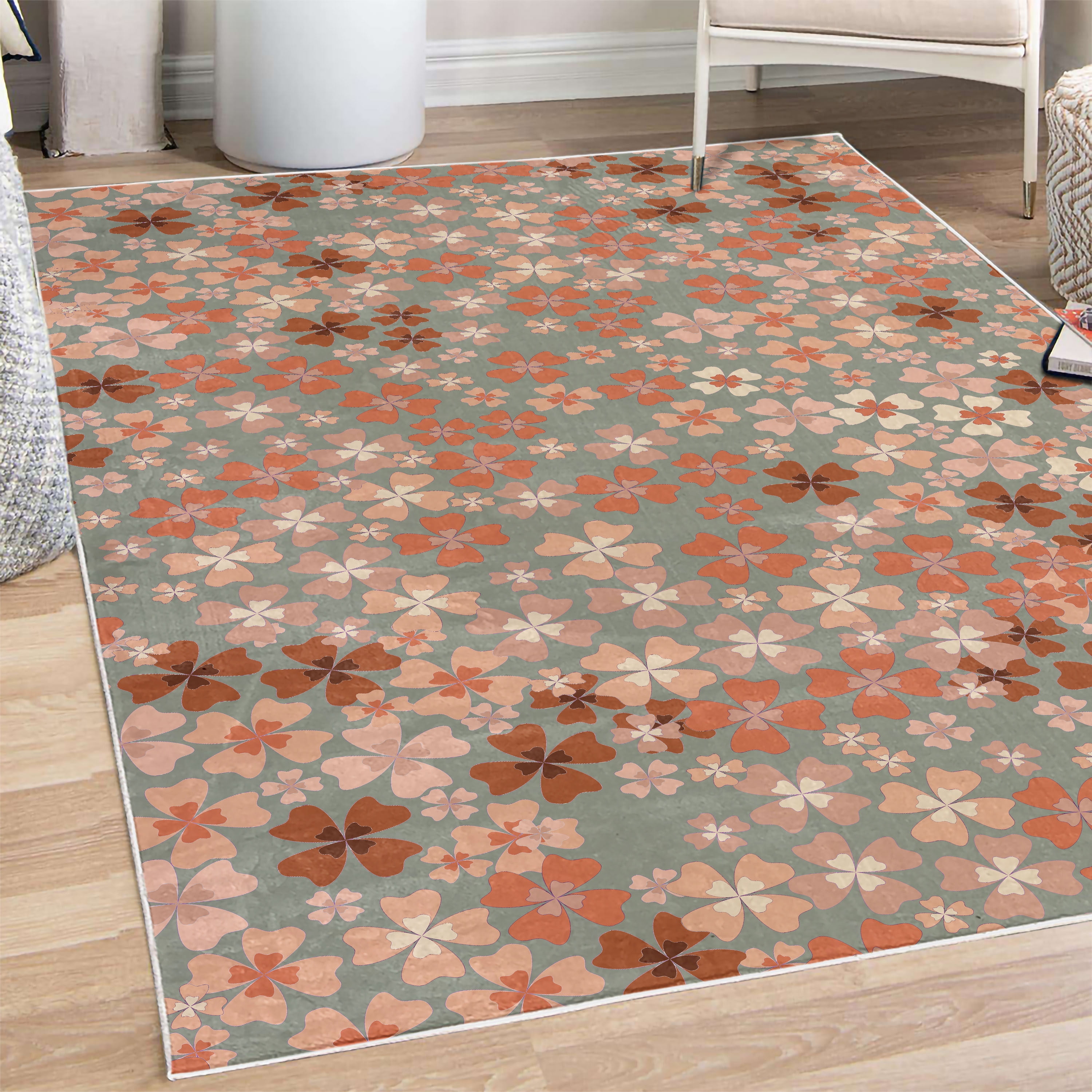 Flower Decorative Rug, Lilac Flowers Blossoms in Spring Romantic Meadow ...