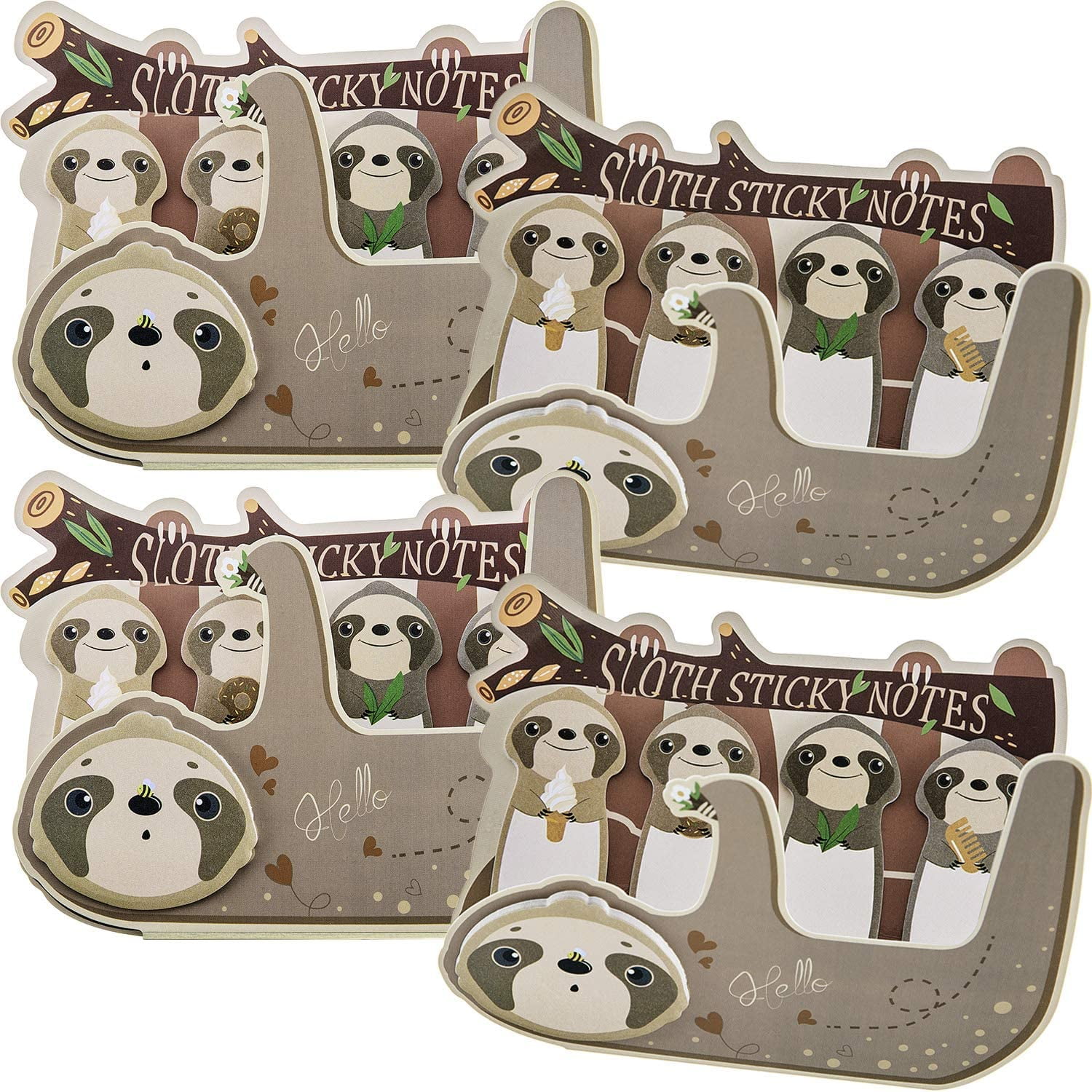 4 Packs Cute Sloth Sticky Notes Sloth Memo Pads Animal Page Flags ...