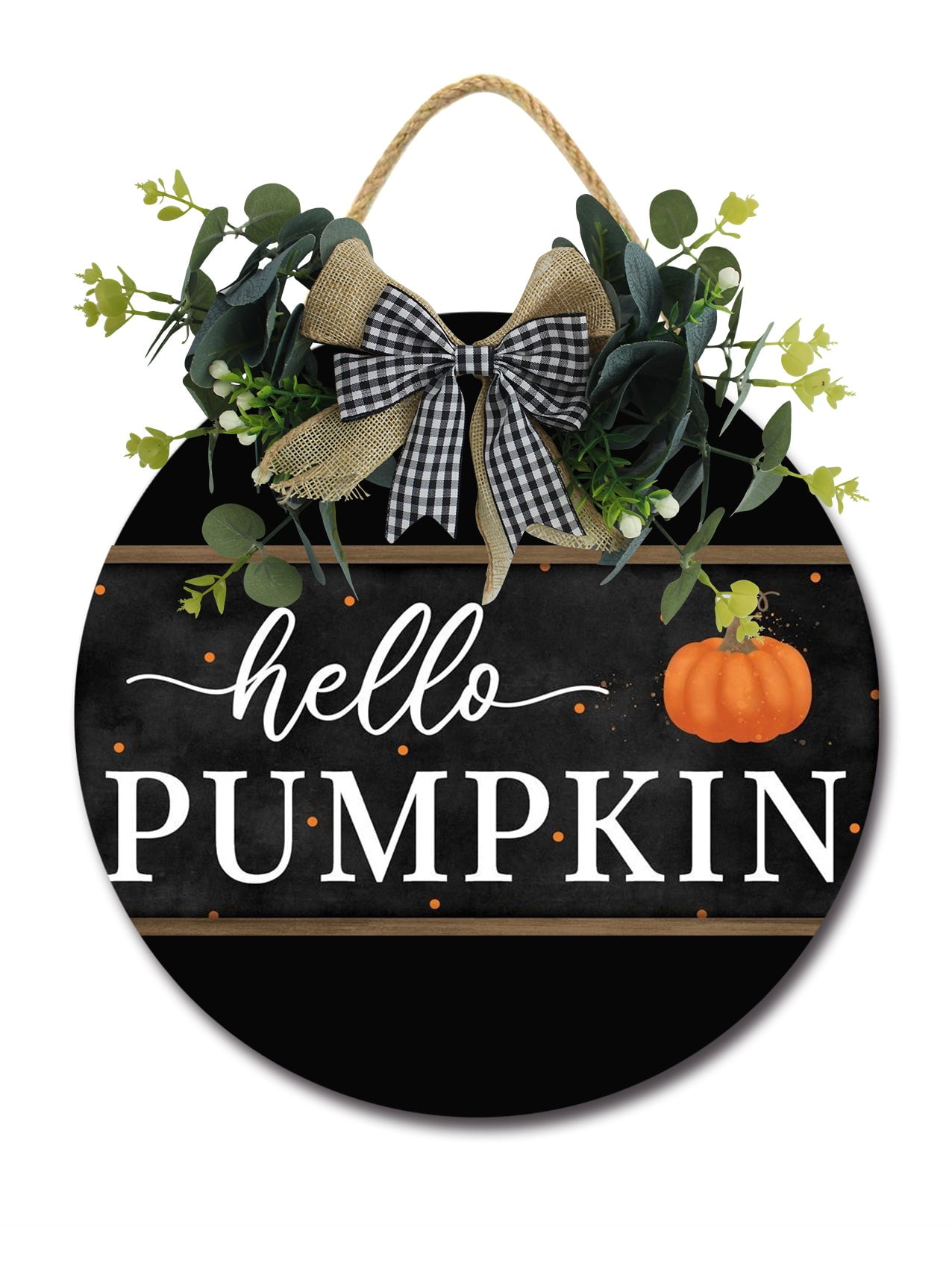 Hello Pumpkin Front Door Sign Funny Wreaths Hanging Wooden Plaque ...