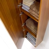 Fresca Teak Finish Wall-Mounted Bathroom Linen Cabinet with 3 Soft ...