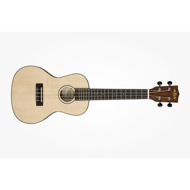 Luna Hibiscus Floral Cutaway Maple Top Concert Ukulele - Translucent ...