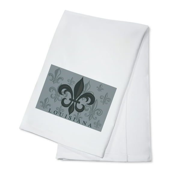 Louisiana, Fleur de Lis, Pattern, Gray (100% Cotton Tea Towel ...