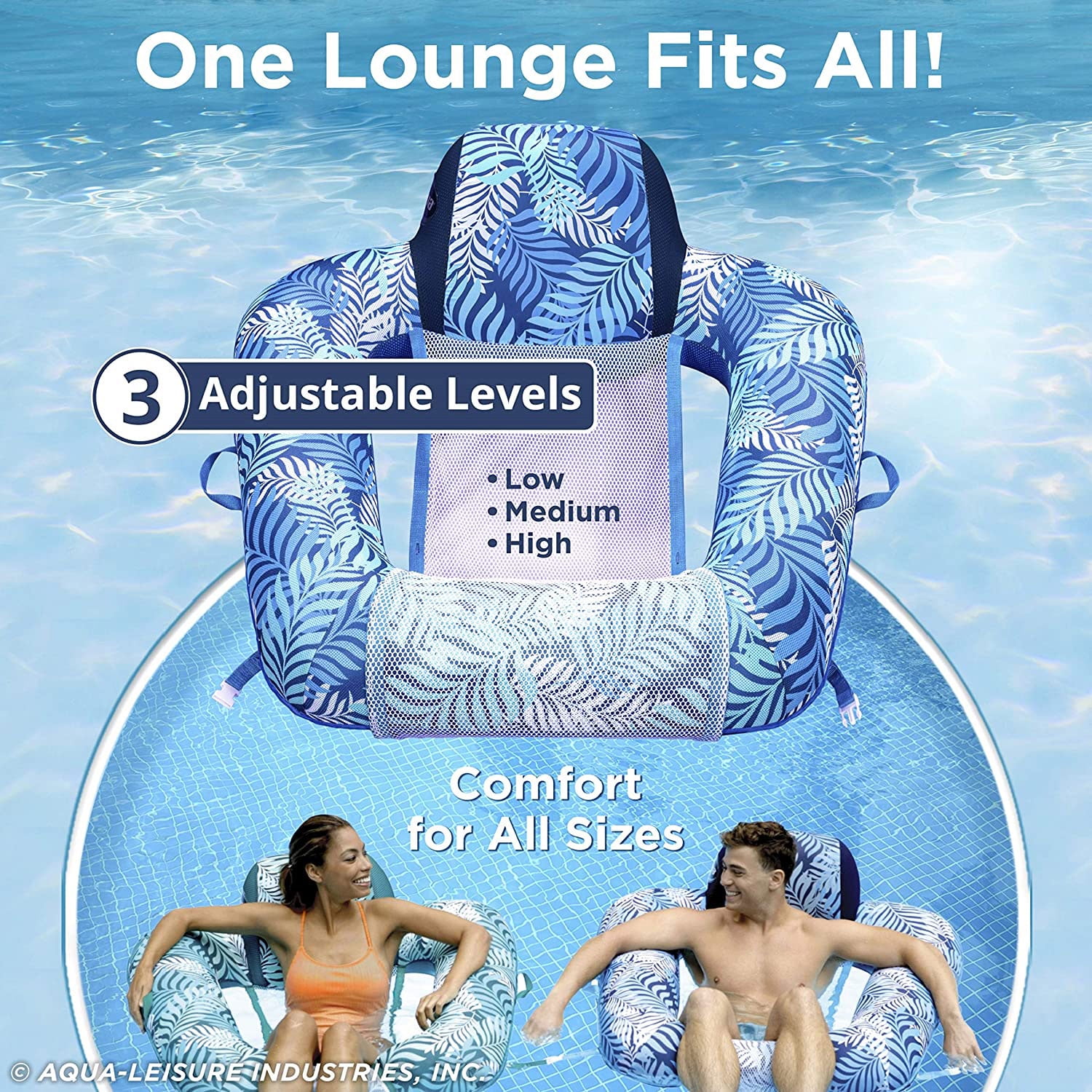 Buy Aqua Zero Gravity Inflatable Comfort Swimming Pool Chair Lounge Float, Blue Fern Online at ...