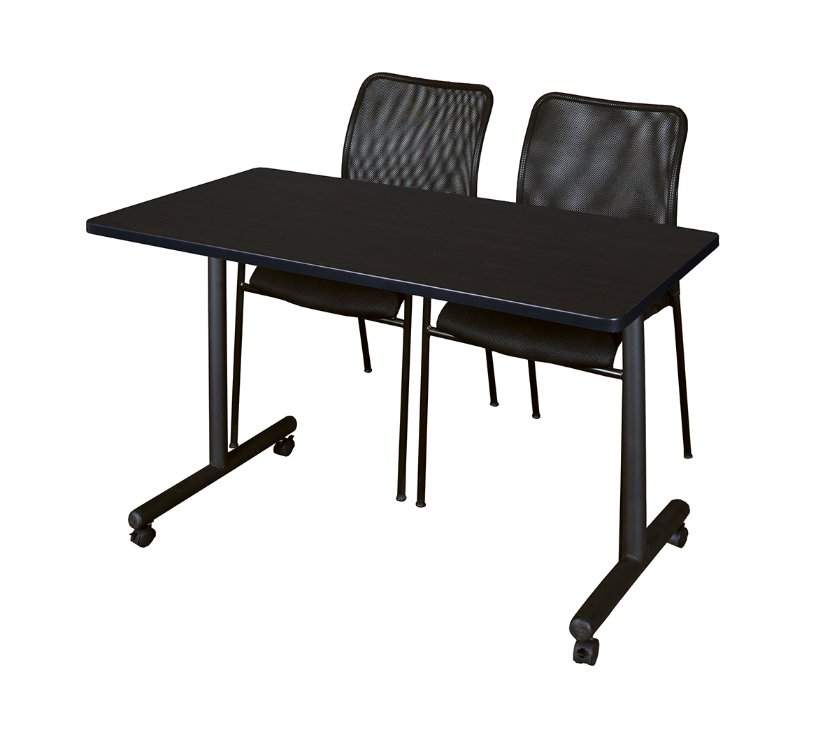 48" x 24" Kobe Mobile Training Table- Mocha Walnut & 2 Mario Stack ...