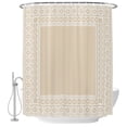 Beige Shower Curtain Set with Hooks, Boho Diamond Pattern Border Rustic ...