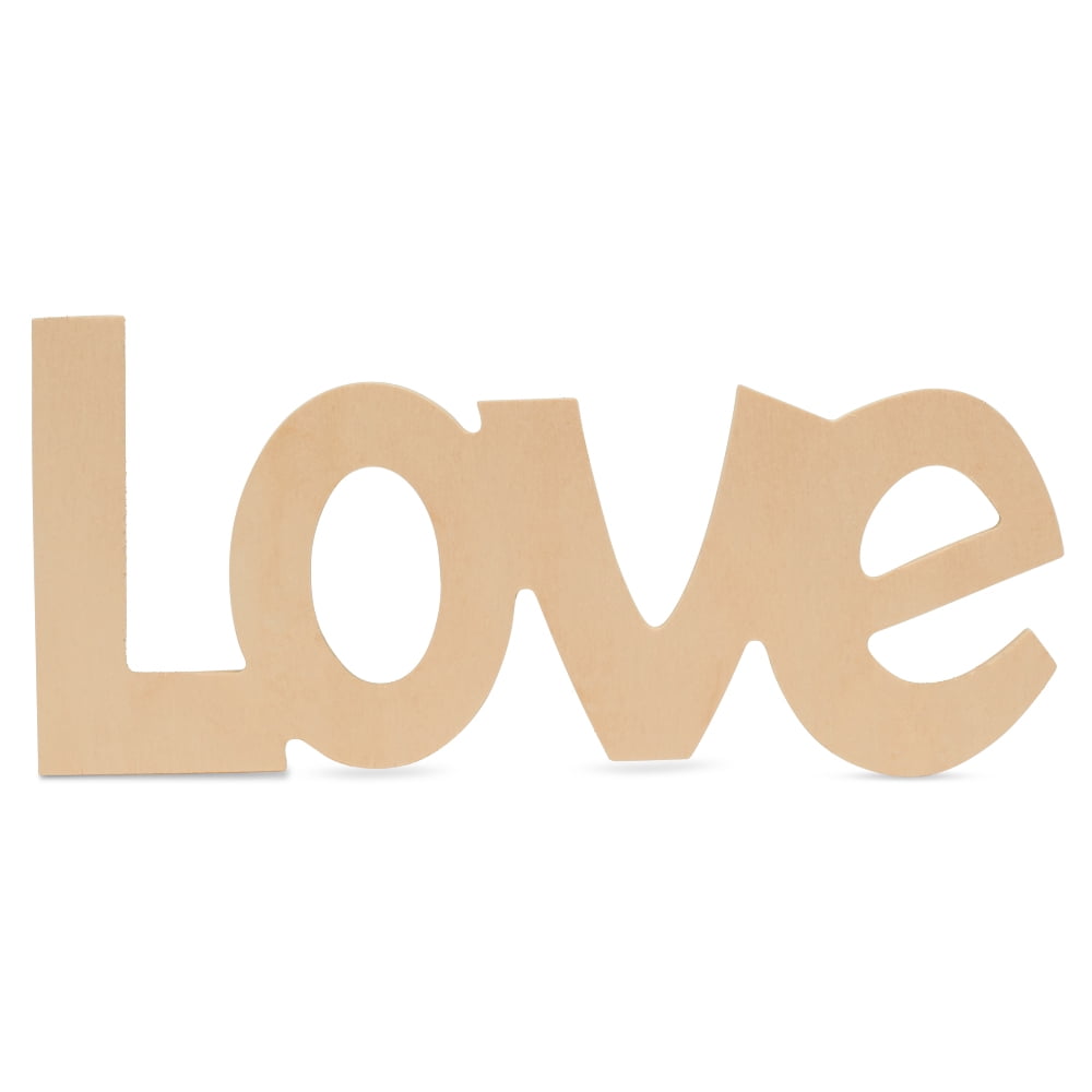 Wood Love Sign Unfinished 18 inches, Pack of 50 Wood Cutout for Love ...