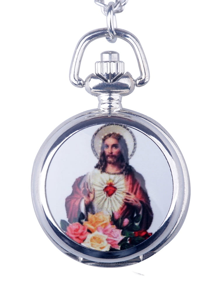 Jesus Christ Open Heart Pocket Watch Anti-Tarnish Silver Color ...