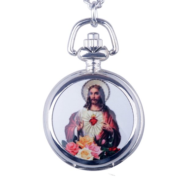 Rowena J - Jesus Christ Open Heart Pocket Watch Anti-Tarnish Silver ...