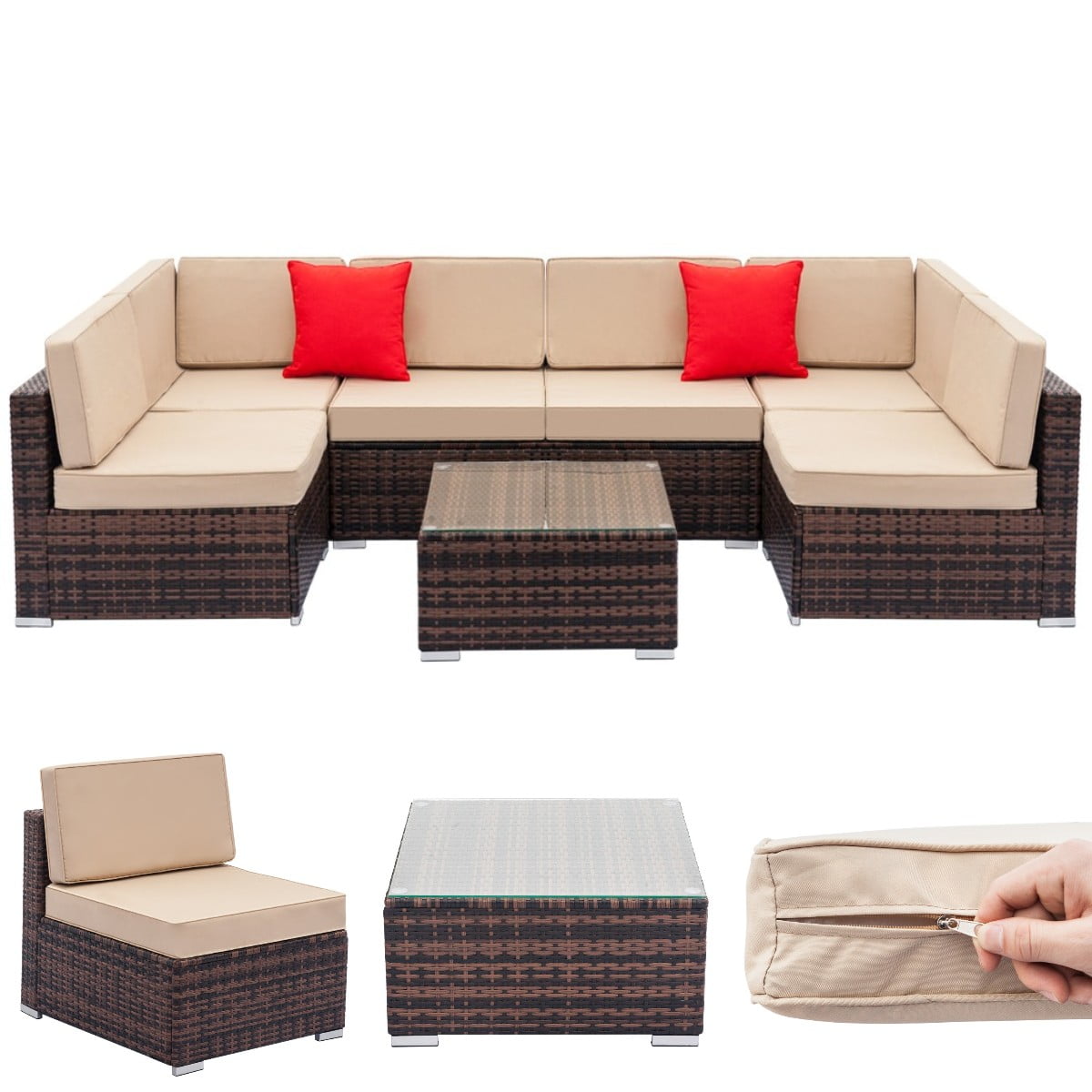 Goorabbit Patio Dining Sets Clearance, 7 Piece Patio Furniture Sets ...