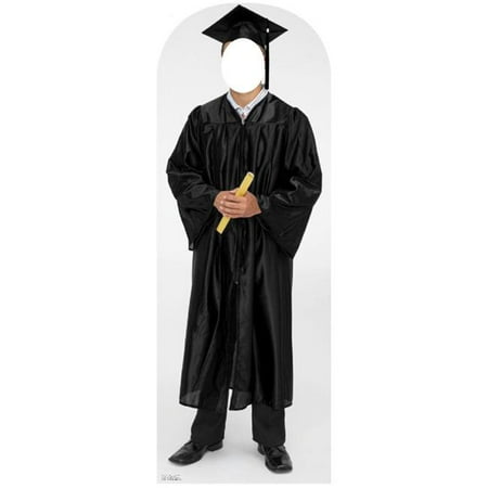 Male Graduate Black Cap And Gown Standing Life-Size Cardboard Stand-Up ...