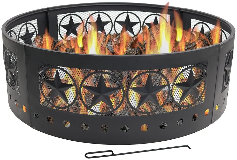 Sunnydaze Four Star Fire Pit - Large Round 36 Inch Campfire Ring ...