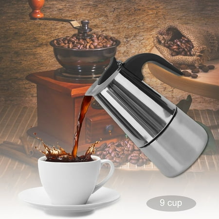9 Cup Home Office Stainless Steel Moka Coffee Maker Pot Mocha Espresso ...
